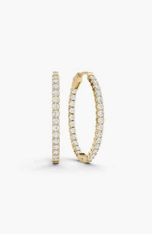 SEREIA OFFICIAL 14k Gold 10 Ct Earrings Oval In & Out Diamond Hoops - Yellow Gold