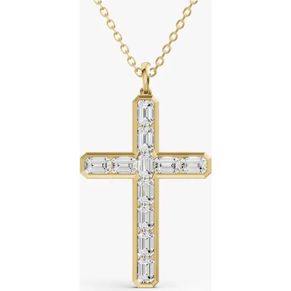 SEREIA OFFICIAL 14k Gold 5 Ct Sereia Emerald Cross Lab Diamond Pendant - Yellow Gold