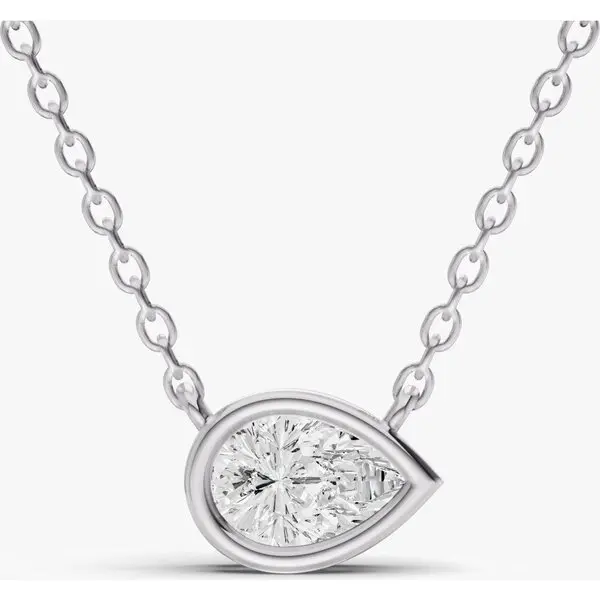SEREIA OFFICIAL 14k Diamond Solitaire Pendant Necklace - White Gold