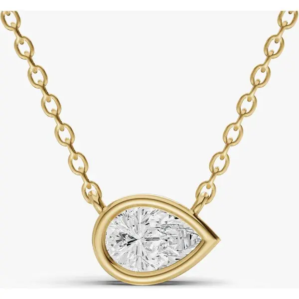 SEREIA OFFICIAL 14k Gold 1 Ct Lab-grown Pear Diamond Bezel Solitaire Pendant - Yellow Gold