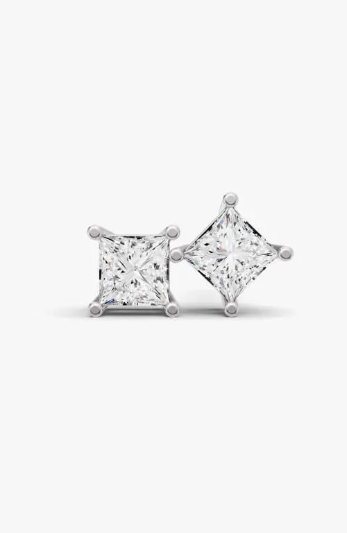 SEREIA OFFICIAL 14k Gold Studs 0.5 Ct Earrings Princess Solitaire - White Gold