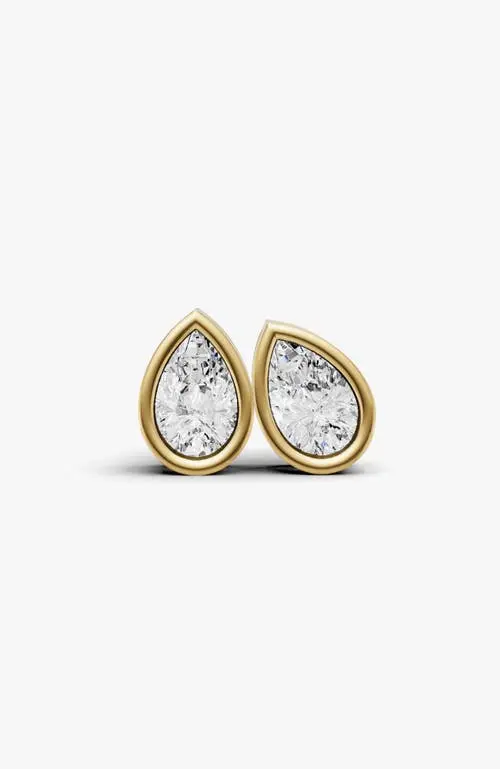 SEREIA OFFICIAL 14k Gold Studs 0.5 Carat Earrings Pear Bezel Solitaire - Yellow Gold