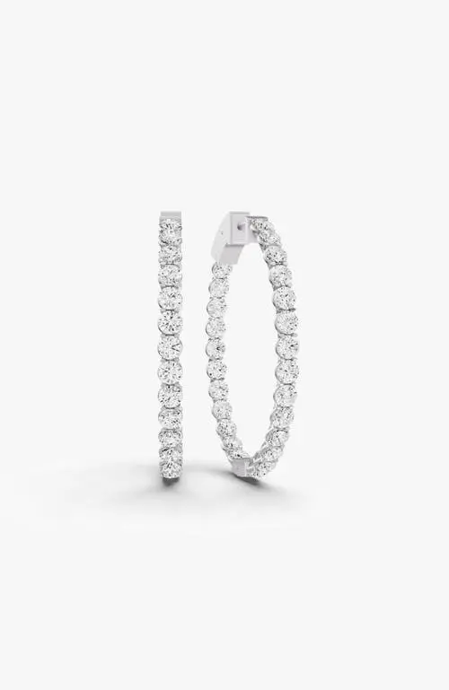 SEREIA OFFICIAL 14k Gold 2 Ct Earrings Oval Diamond Hoops - White Gold