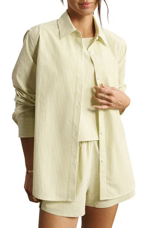 RHONE Saltair Oversize Seersucker Button-up Shirt - Citron Stripe
