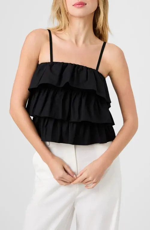 French Connection Aimee Ruffle Cotton Camisole - Black