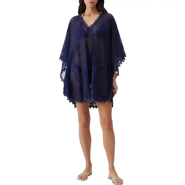 Melissa Odabash Josie Open Knit Cover-up Caftan - Navy