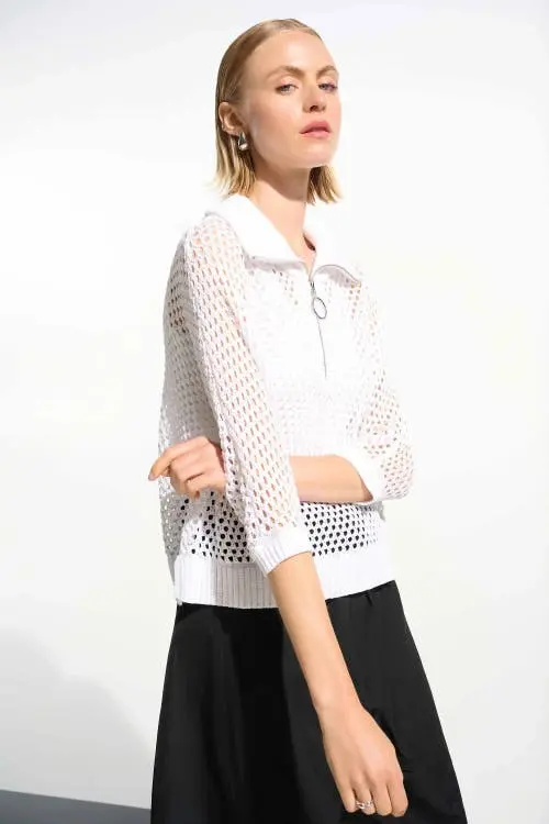 Joseph Ribkoff Viscose Blend Boxy Knit Sweater - White