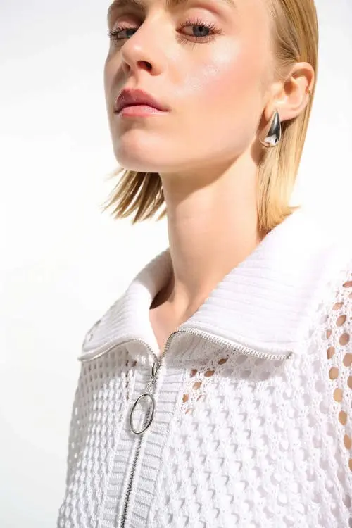 Joseph Ribkoff Viscose Blend Boxy Knit Sweater - White