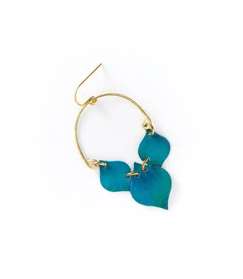 MATR BOOMIE Chameli Leaf Drop Earrings - Teal