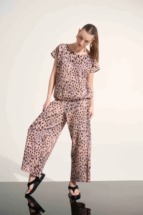 Joseph Ribkoff Pleated Scuba Crepe Animal Print Top