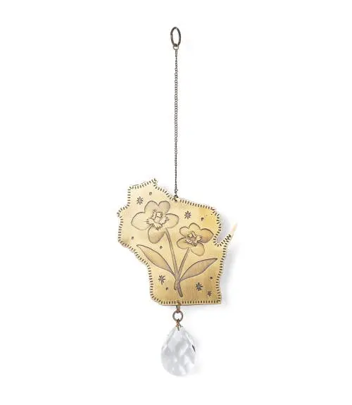 MATR BOOMIE Wisconsin State Violet Engraved Suncatcher - Brass