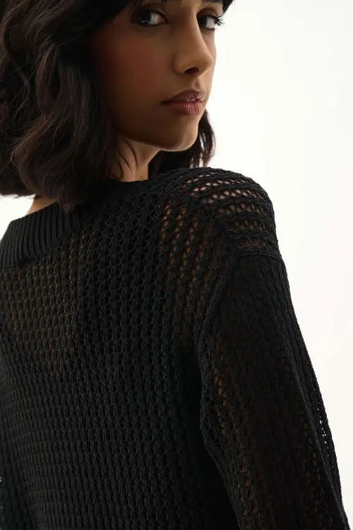 Joseph Ribkoff Acrylic Blend Open Stitch Sweater - Black