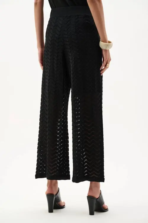 Joseph Ribkoff Viscose Jacquard Knit Chevron Stitch Culotte Pants