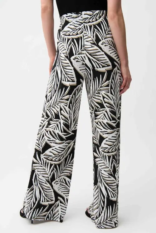 Joseph Ribkoff Silky Knit Tropical Print Wide-leg Pull-on Pants