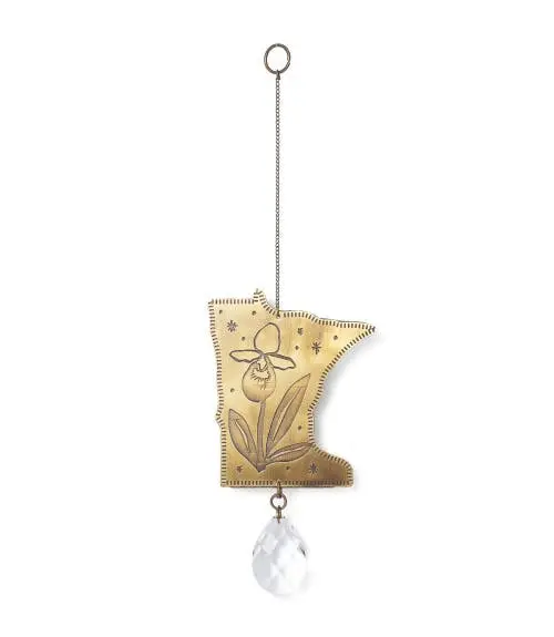 MATR BOOMIE Minnesota State Lady Slipper Engraved Suncatcher - Brass