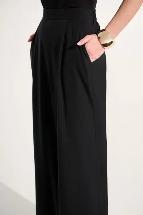 Joseph Ribkoff Stretch Woven Pull-on Wide Leg Pants - Black