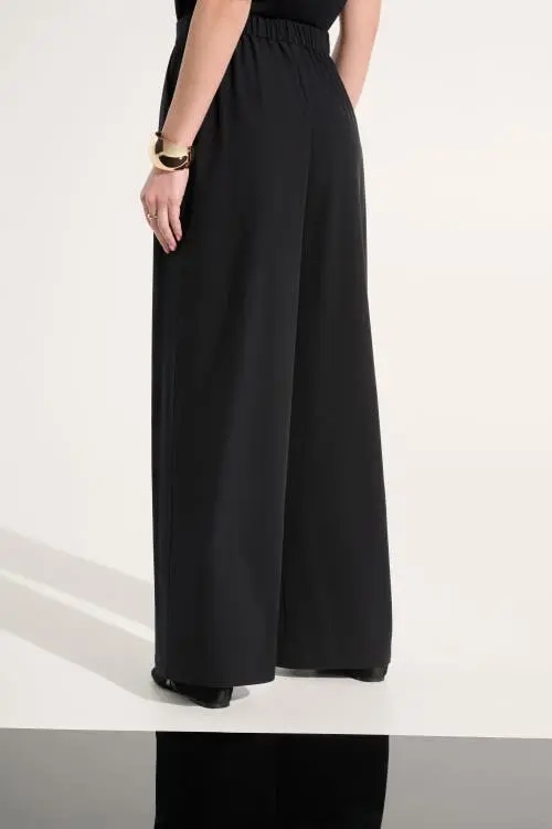 Joseph Ribkoff Stretch Woven Pull-on Wide Leg Pants - Black
