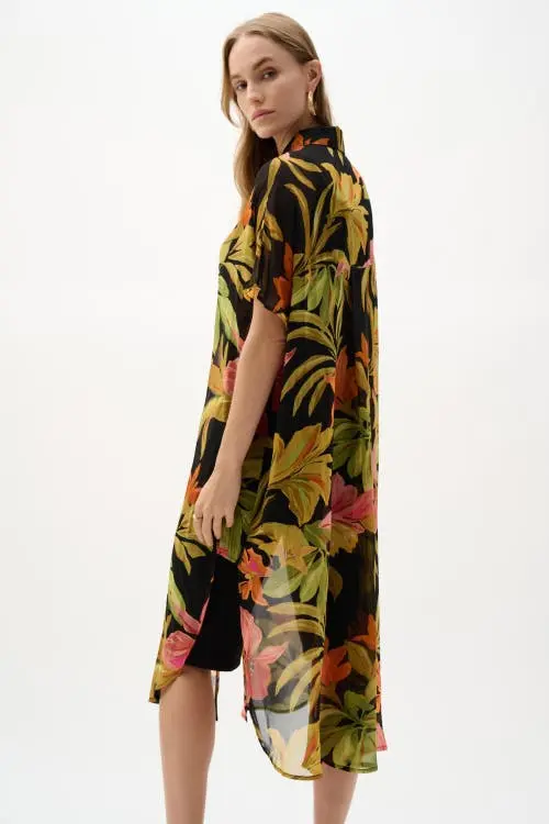 Joseph Ribkoff Chiffon Tropical Print Blouse