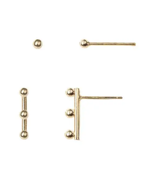 MATR BOOMIE Pari Dot Bar Earring Set Of 2 - Gold