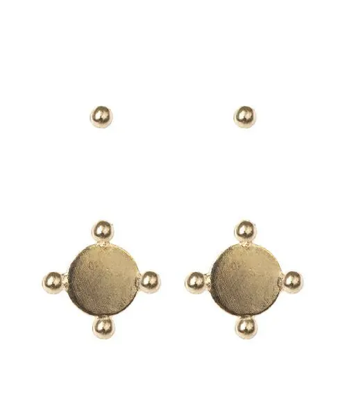 MATR BOOMIE Pari Dot Disc Earring Set Of 2 - Gold