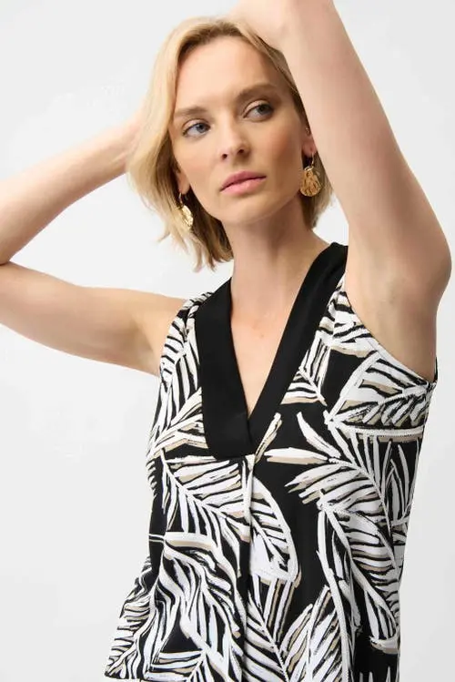 Joseph Ribkoff Silky Knit Tropical Print Trapeze Top
