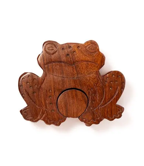 MATR BOOMIE Frog Puzzle Box - Hand Carved Wood
