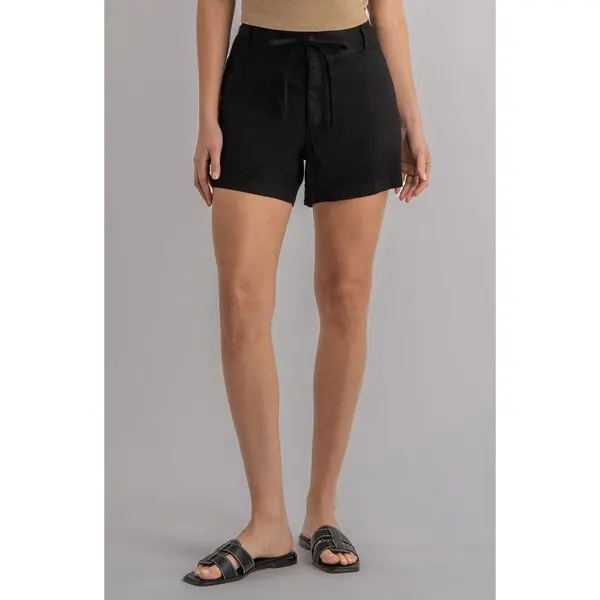 Kut From The Kloth Katie Drawstring Linen Blend Shorts - Black