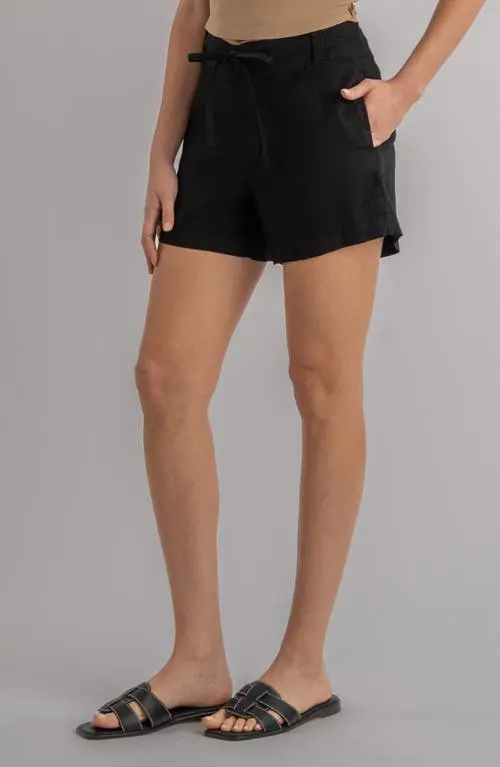 Kut From The Kloth Drawstring Linen Blend Relaxed-fit Shorts - Black