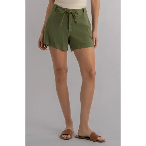 Kut From The Kloth Drawstring Linen Blend Relaxed-fit Shorts - Dill