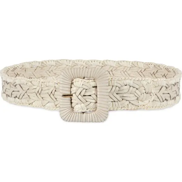 Sam Edelman Woven Raffia And Leather Belt - Bone