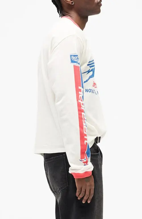 REPRESENT Long Sleeve Cotton Graphic T-shirt - Flat White
