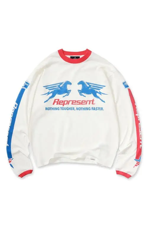 REPRESENT Long Sleeve Cotton Graphic T-shirt - Flat White