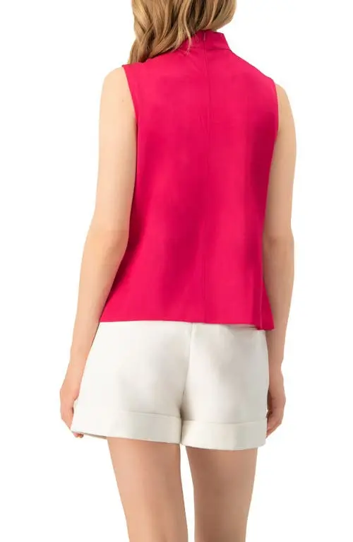IVONNE Sleeveless Satin Tie Neck Blouse