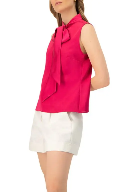IVONNE Sleeveless Satin Tie Neck Blouse