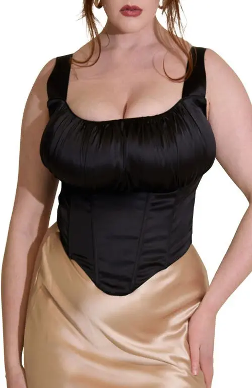TAIDEUX Fuller Bust Satin Corset Top - Black