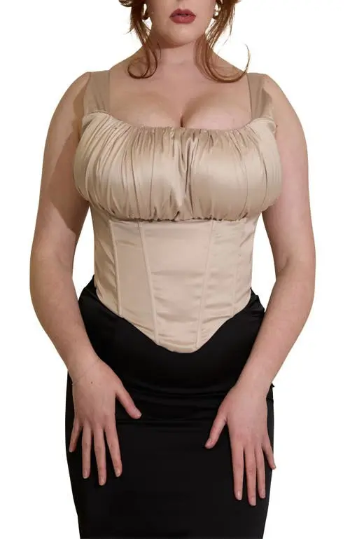 TAIDEUX Fuller Bust Satin Corset Top - Champagne