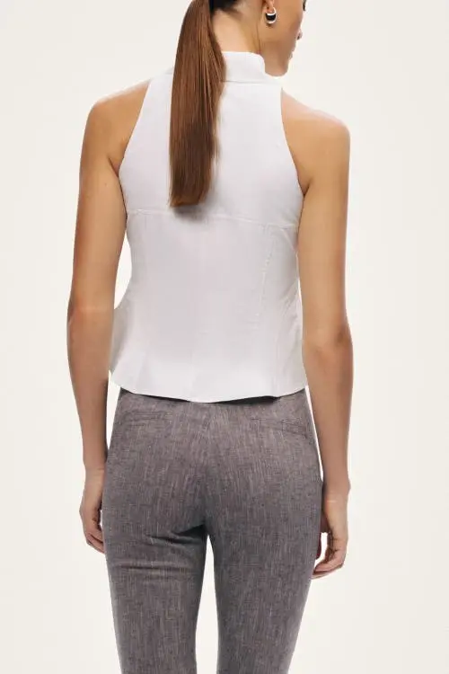 NOCTURNE Sleeveless Sculpted Shirt - White