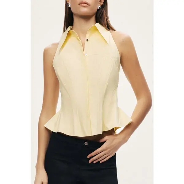 NOCTURNE Sleeveless Sculpted Shirt - Yellow