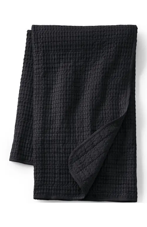 LANDS' END Waffle Weave Throw Blanket - Black Slate