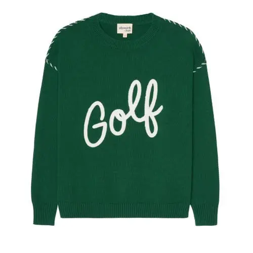 ELLSWORTH + IVEY Riley Crewneck Sweatergolf Script - Green