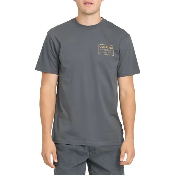 Quiksilver Stamped Short Sleeve Graphic Cotton T-shirt - Iron Gate