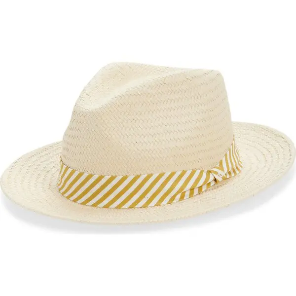 Rag & Bone Packable Straw Fedora - Natural Gold Straw