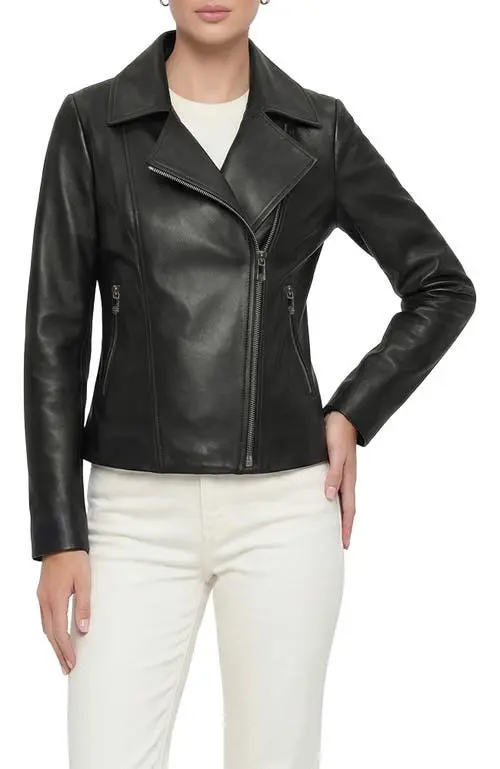 Gorski Nappa Leather Moto Zip Jacket