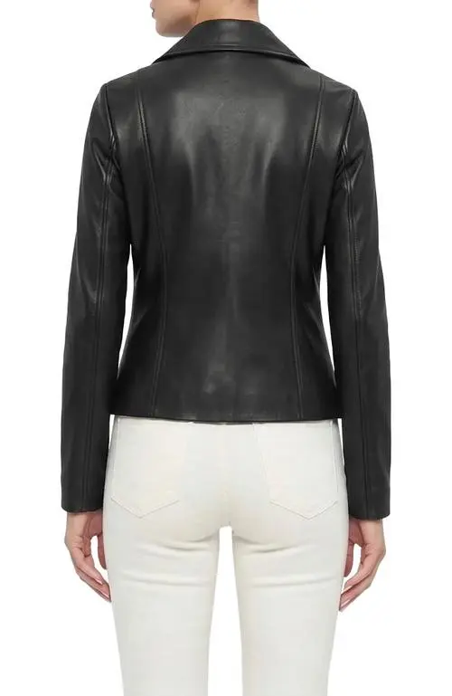 Gorski Nappa Leather Moto Zip Jacket
