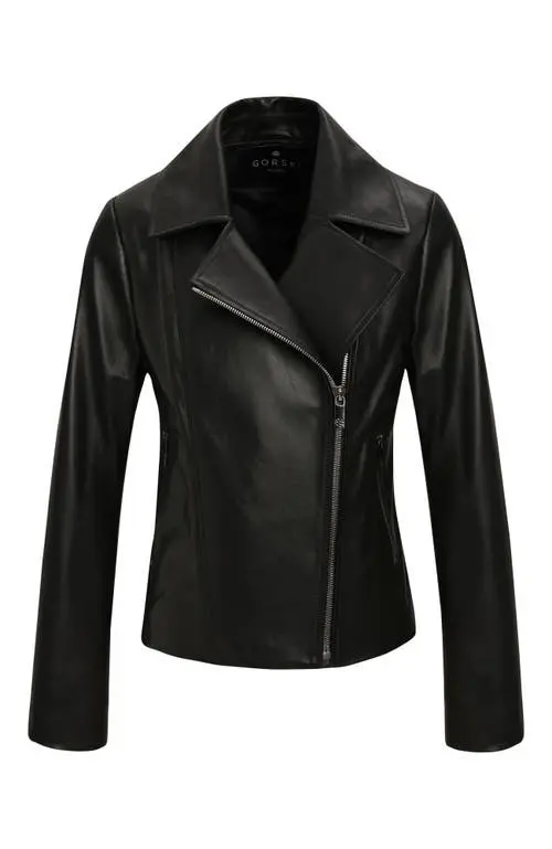 Gorski Nappa Leather Moto Zip Jacket