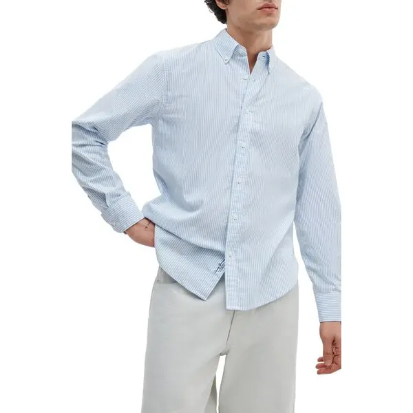 Rag & Bone Classic Fit Oxford Button-down Shirt - Light Blue Stripe