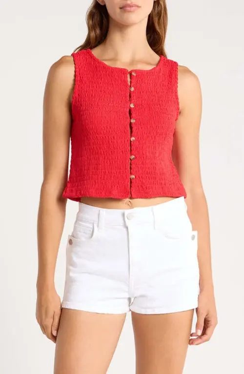 BILLABONG Button-up Sleeveless Top - Fiesta Red