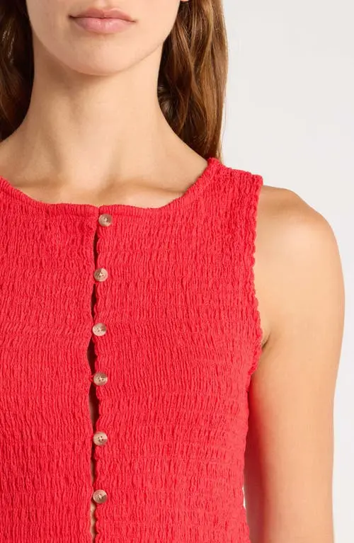 BILLABONG Button-up Sleeveless Top - Fiesta Red