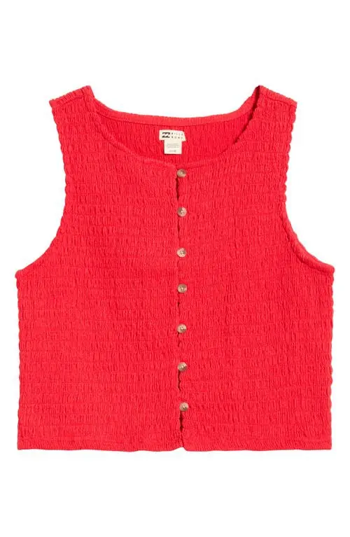 BILLABONG Button-up Sleeveless Top - Fiesta Red
