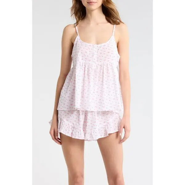PAPINELLE Swiss Dot Short Pajamas - Pink Lemonade Ditsy